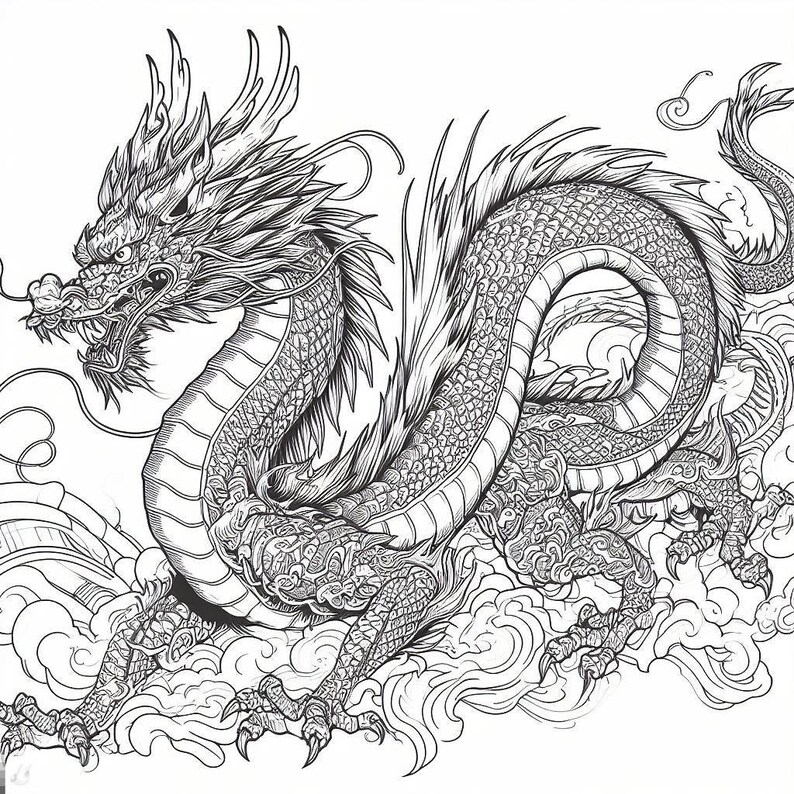Dragon Coloring Pages, 50 Dragons to Color. Fantasy, Adults and Kids ...