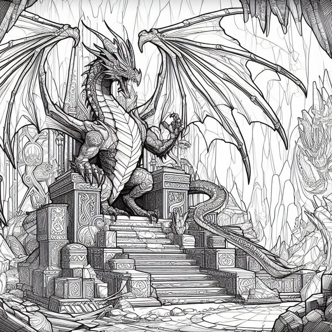 Dragon Coloring Pages, 50 Dragons to Color. Fantasy, Adults and Kids ...