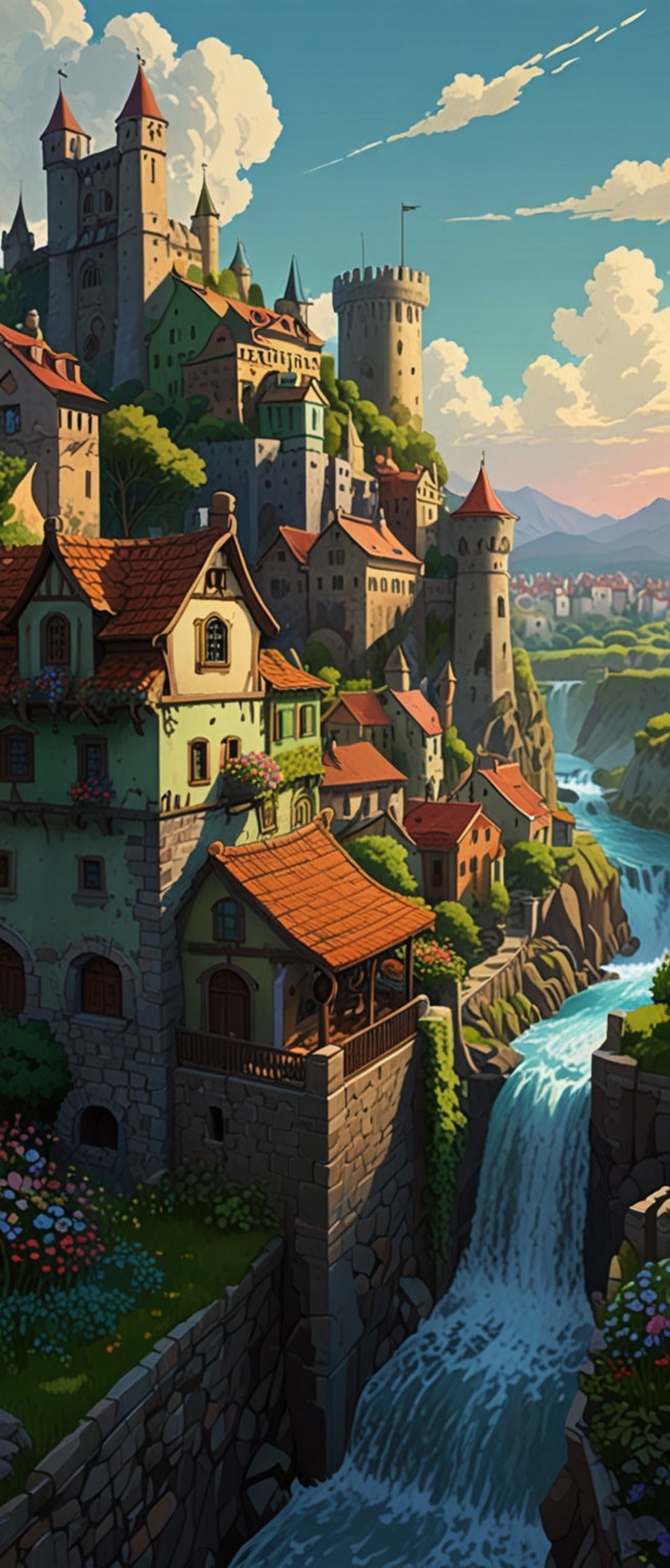 52 Town, Tower, Castle, Cozy Colorful Village, Mobile Phone, Iphone ...