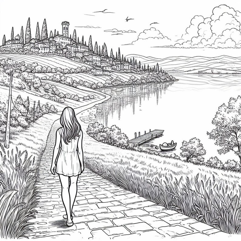 50 Rural Coloring Pages Fun to Color, for All Ages, Rural Landscapes ...