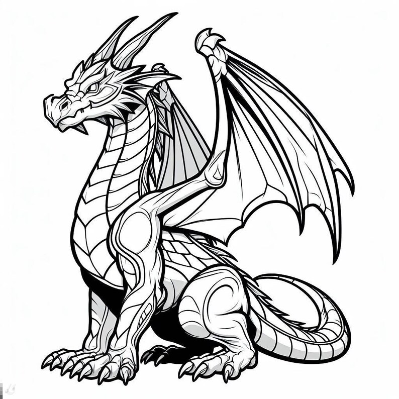 Dragon Coloring Pages, 50 Dragons to Color. Fantasy, Adults and Kids ...