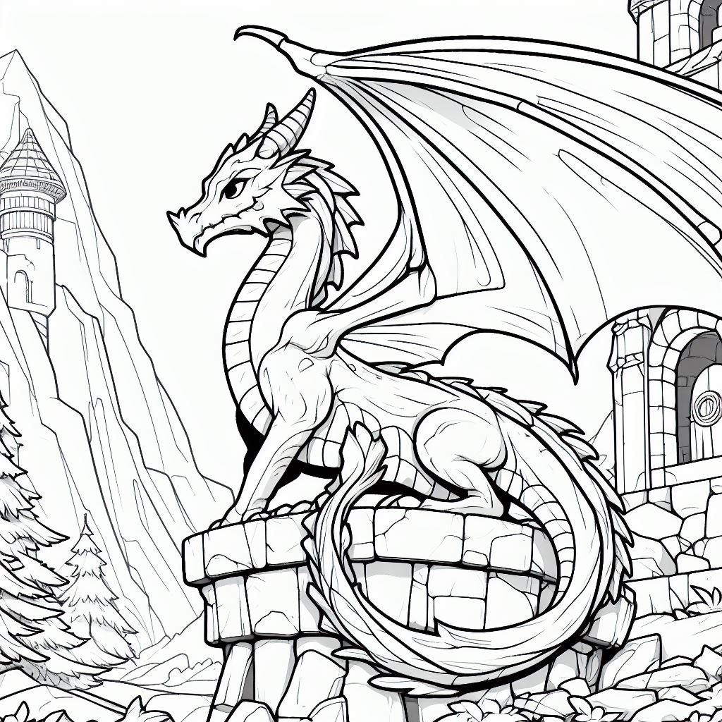 Dragon Coloring Pages, 50 Dragons to Color. Fantasy, Adults and Kids ...