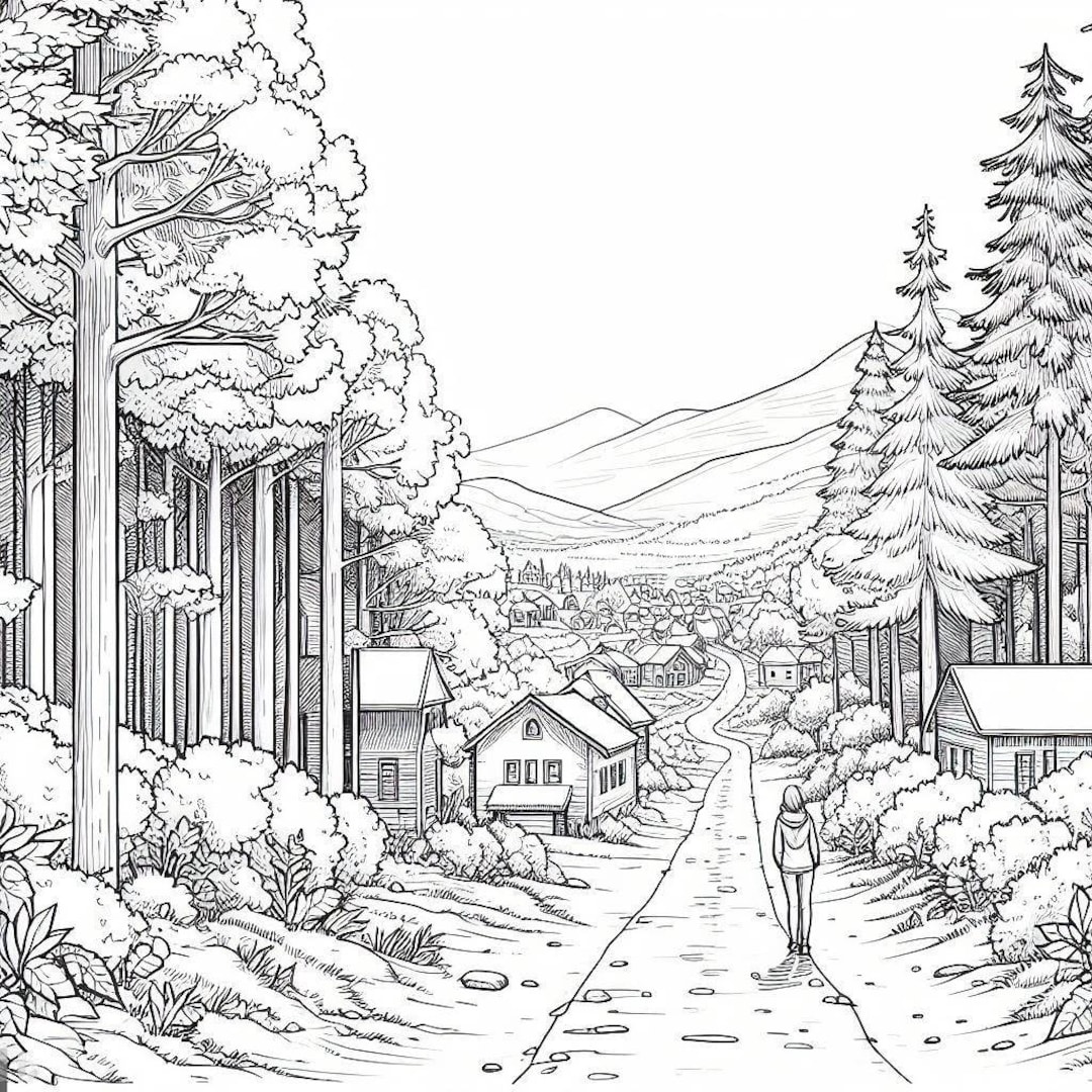 50 Rural Coloring Pages Fun to Color, for All Ages, Rural Landscapes ...