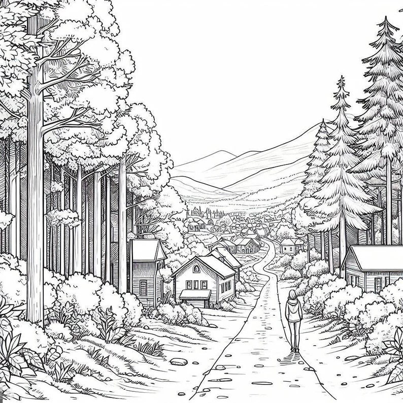 50 Rural Coloring Pages Fun to Color, for All Ages, Rural Landscapes ...