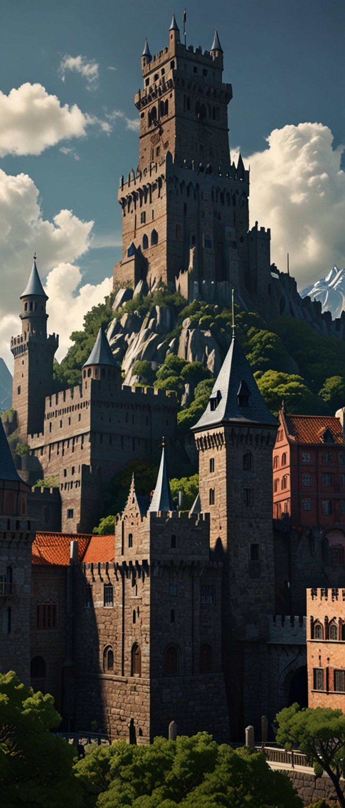 52 Town, Tower, Castle, Cozy Colorful Village, Mobile Phone, Iphone ...