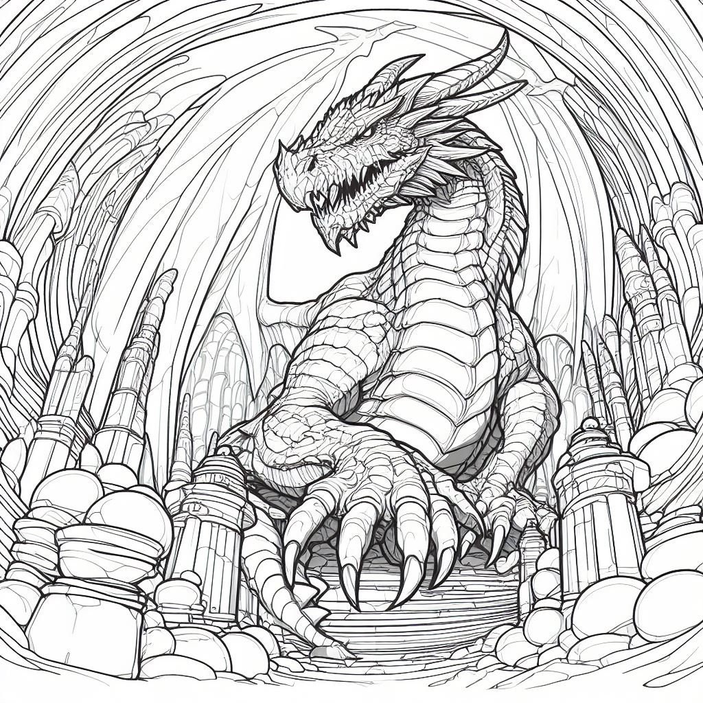 Dragon Coloring Pages, 50 Dragons to Color. Fantasy, Adults and Kids ...