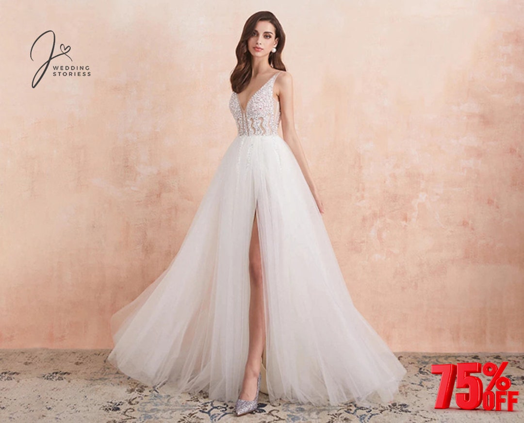 Victorian Fairycore Tulle Wedding Gown Simple Bridal High - Etsy