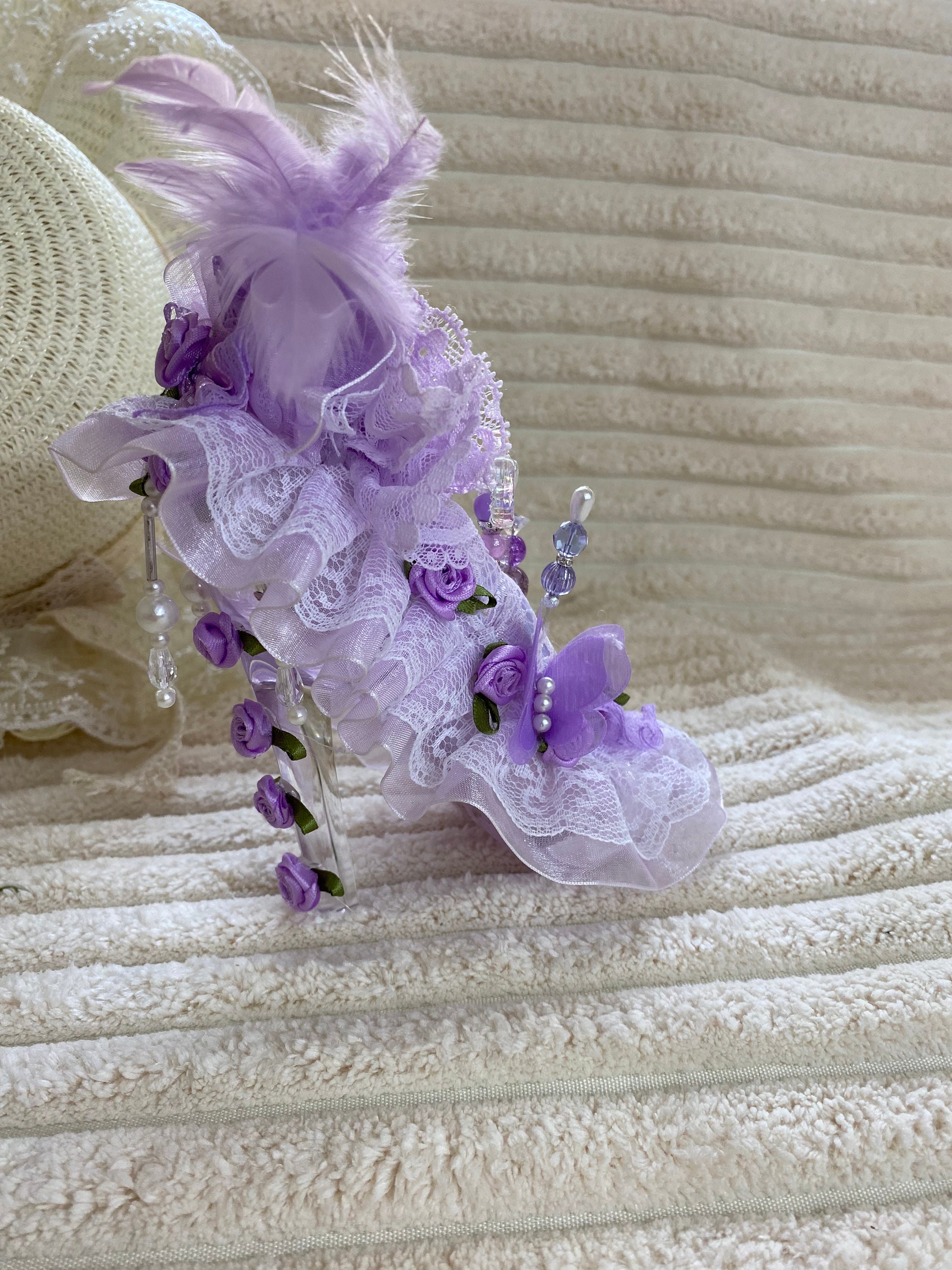 Glass Slipper Pin Cushion, Resin Glass Slipper Pin Cushion, Purple ...