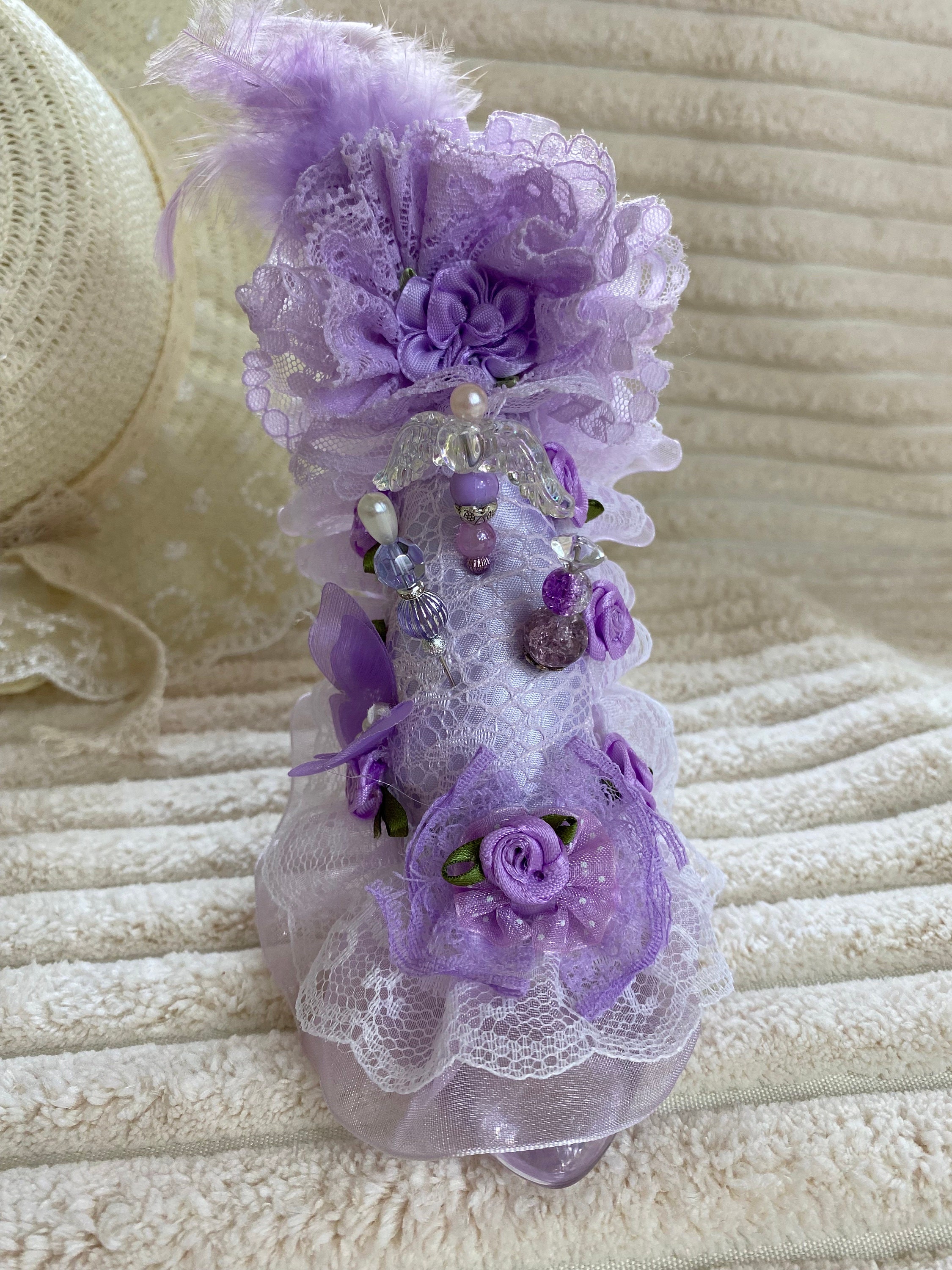 Glass Slipper Pin Cushion, Resin Glass Slipper Pin Cushion, Purple ...