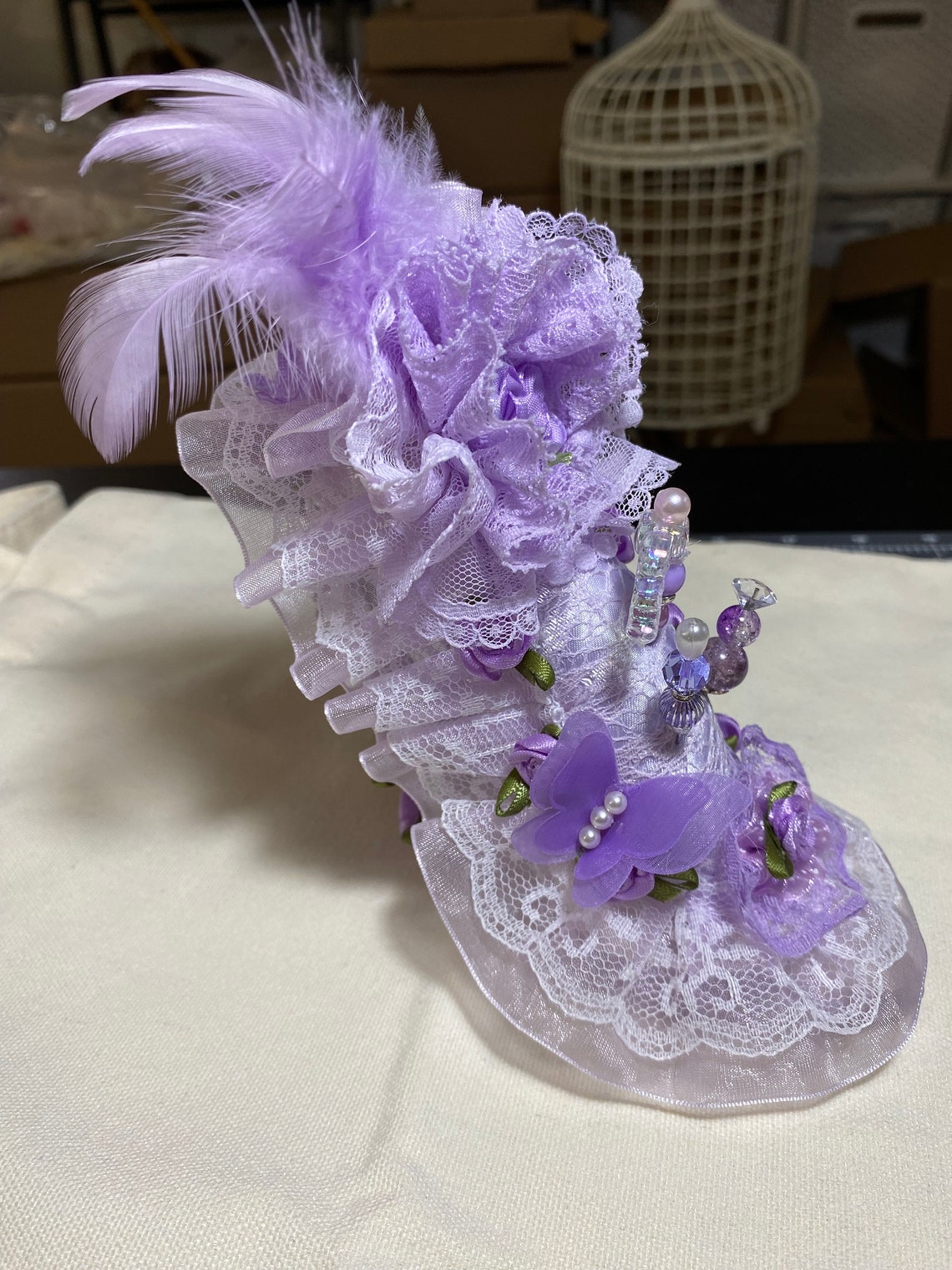 Glass Slipper Pin Cushion, Resin Glass Slipper Pin Cushion, Purple ...