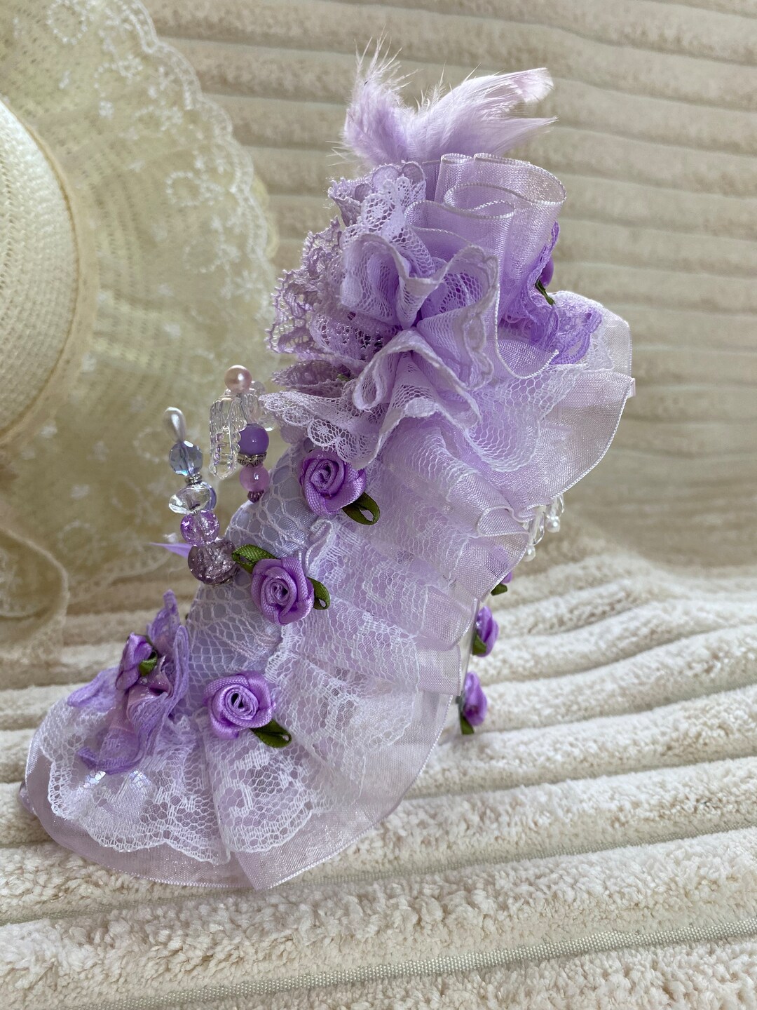 Glass Slipper Pin Cushion, Resin Glass Slipper Pin Cushion, Purple ...