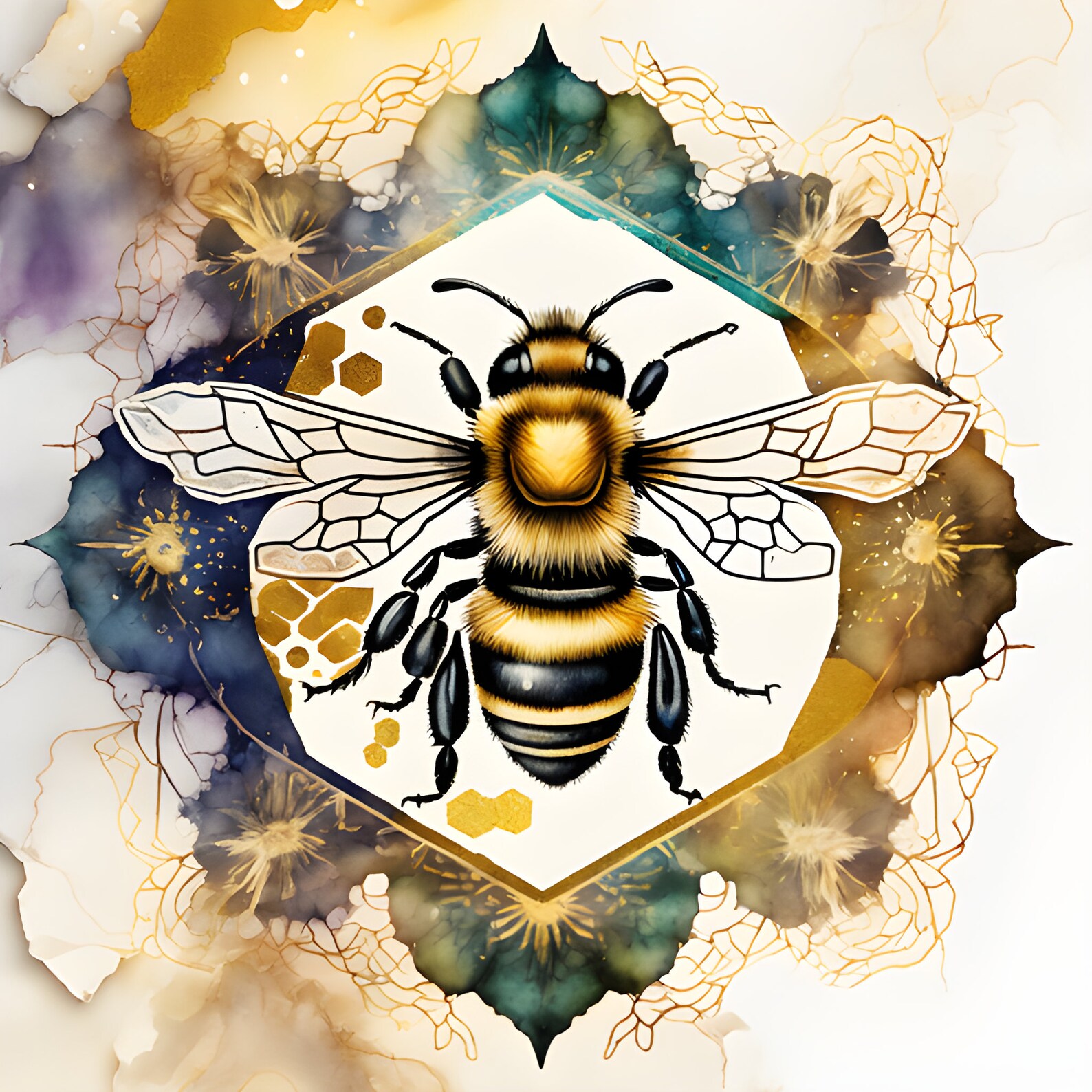 Beautiful Alcohol Ink Bee, Digital Art - Etsy