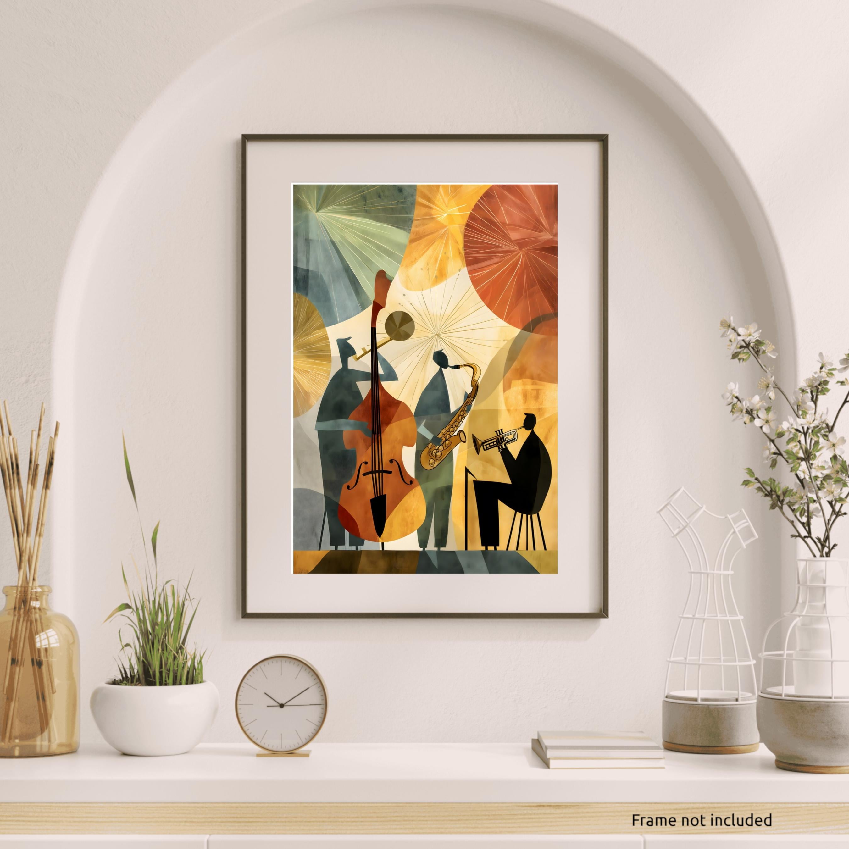 Retro Jazz Band Wall Art Print Mid Century Modern Music Poster Abstract ...