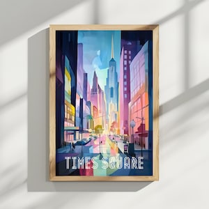 Vibrant Times Square Wall Art Poster, Colorful New York City Skyline ...