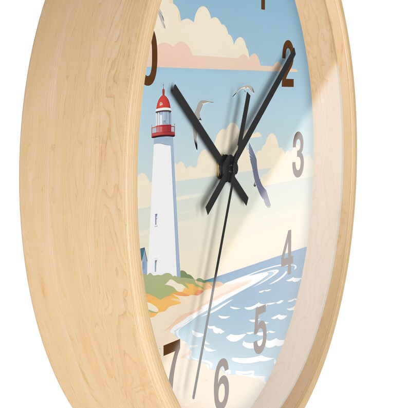 Lighthouse Wall Clock With Ocean Scene and Beach Coastal Decor for Beach House or Seaside ...