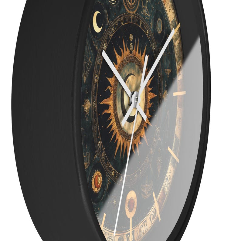 Alchemist's Wall Clock, Alchemical Symbols, Sun and Crescent Moon ...