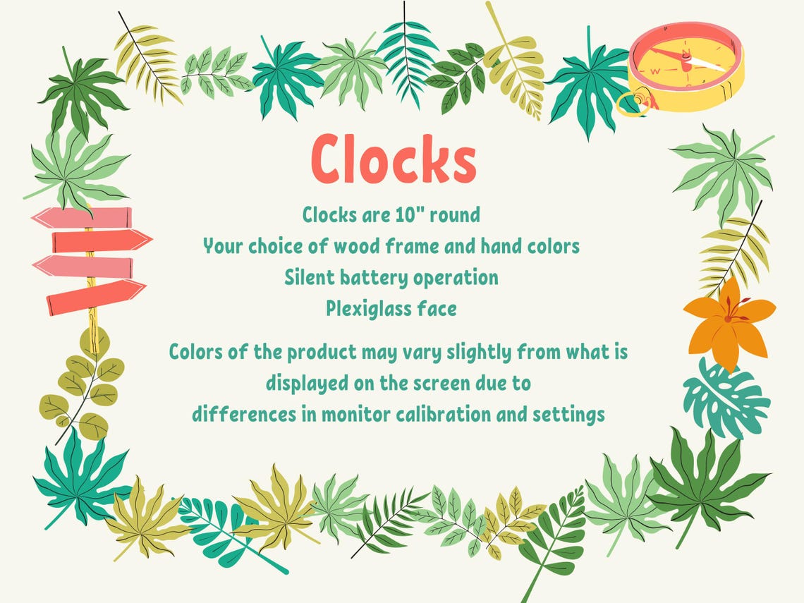 Vintage Look Botanical Wall Clock - Herbs and Flowers Home Decor ...