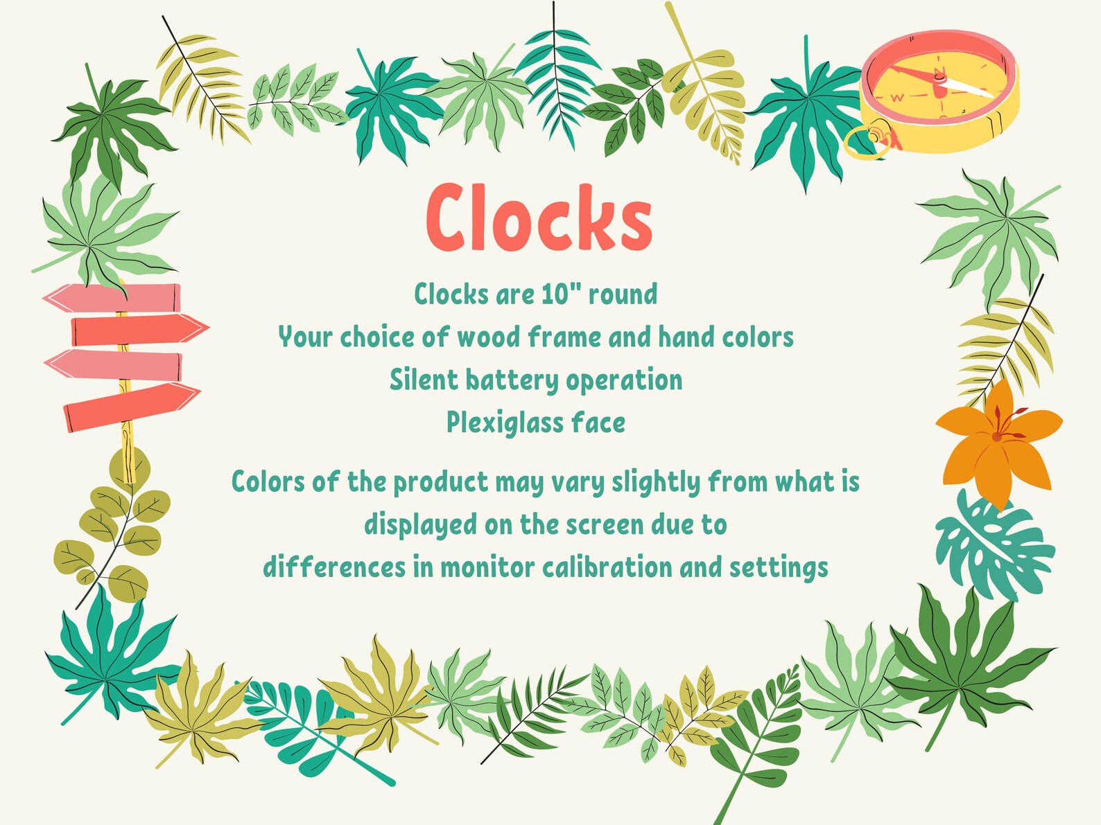 Vintage Look Botanical Wall Clock - Herbs and Flowers Home Decor ...