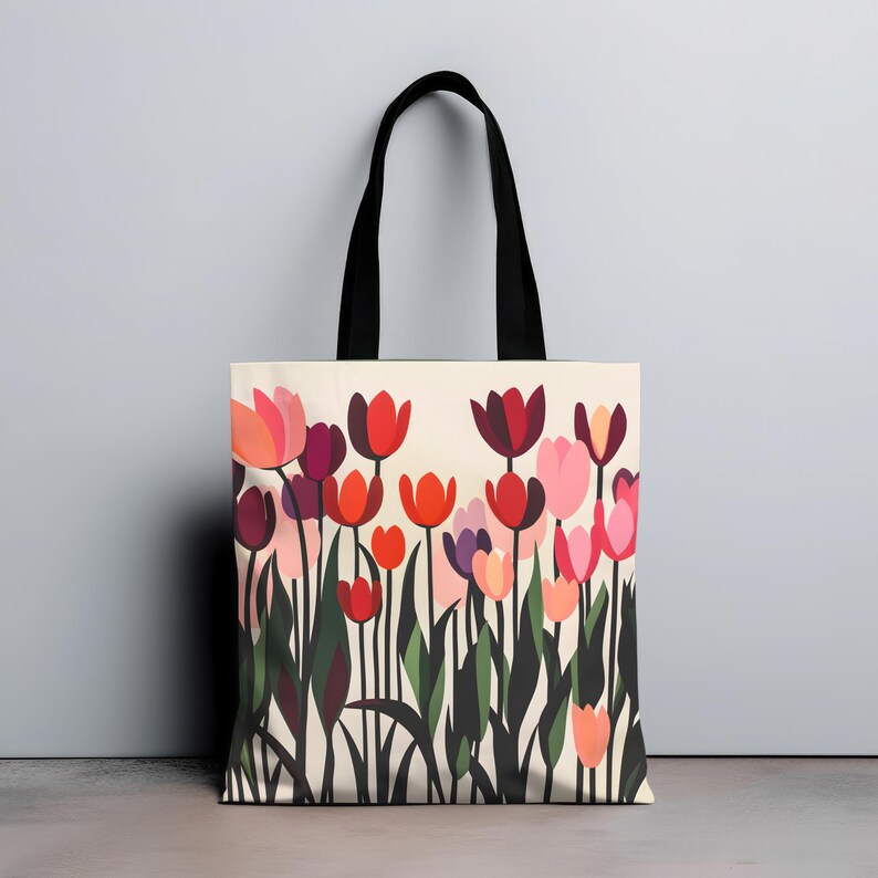 Tulip Floral Tote Bag for Women, Stylish and Durable Polyester Beach ...