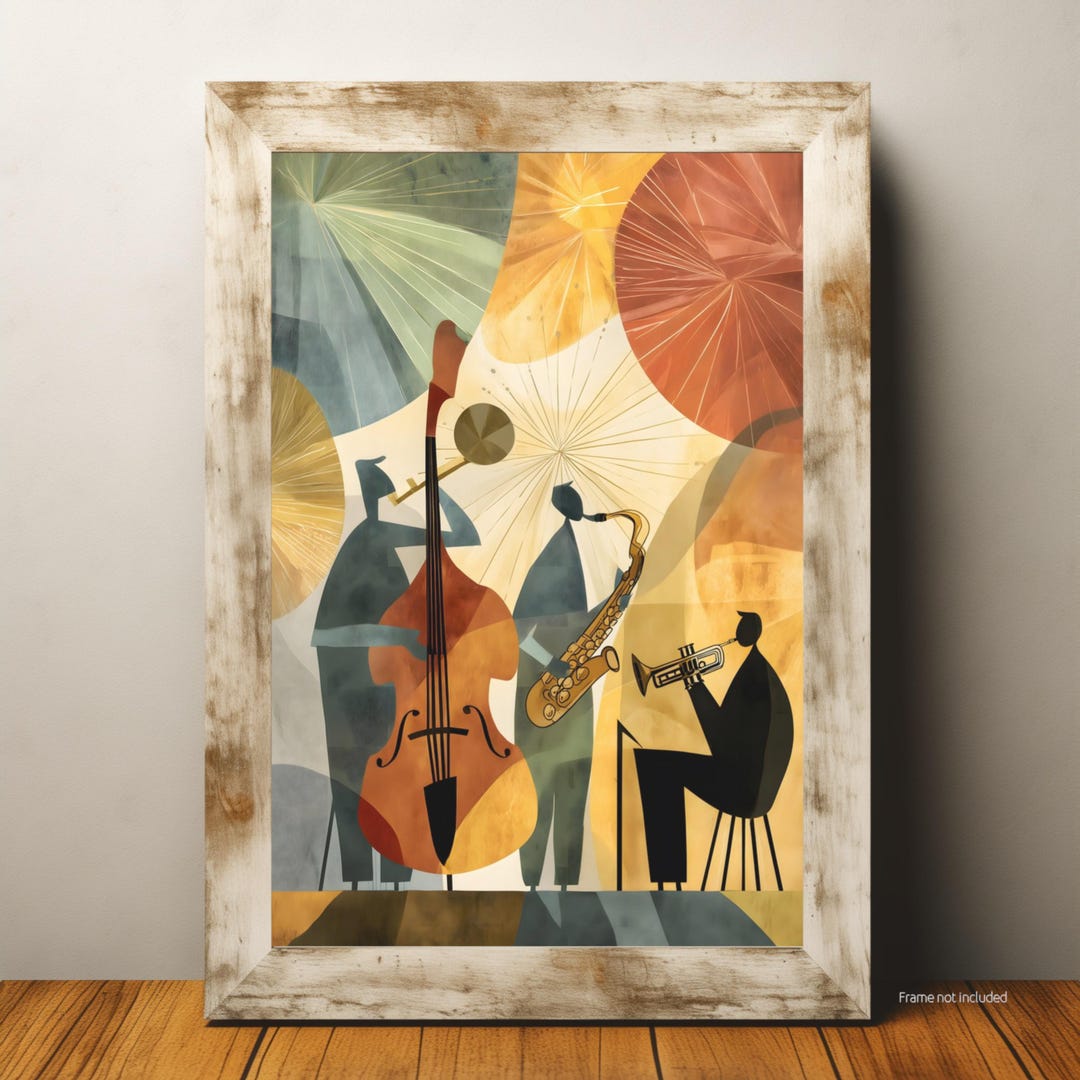 Retro Jazz Band Wall Art Print Mid Century Modern Music Poster Abstract ...