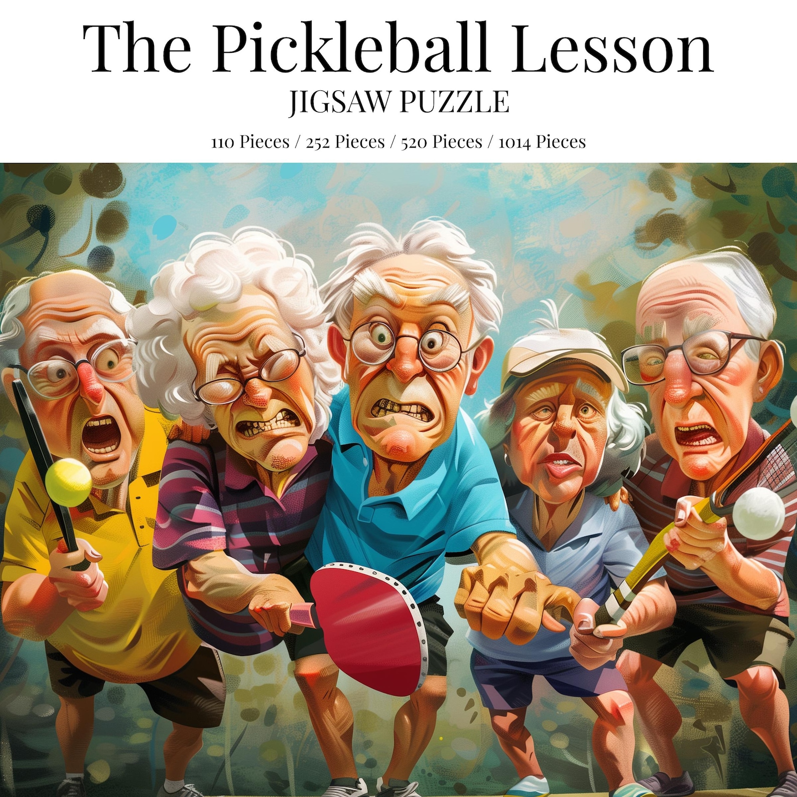 Hilarious Cartoon Jigsaw Puzzle of Senior Pickleball Players, Funny ...