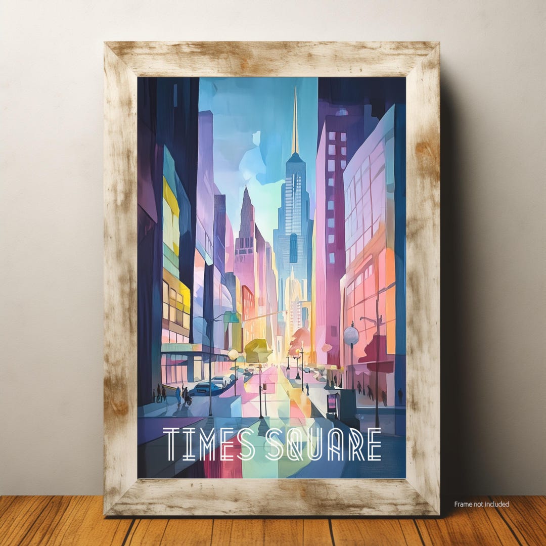 Vibrant Times Square Wall Art Poster, Colorful New York City Skyline ...