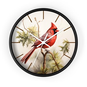 Rustic Red Cardinal Print Clock - Symbol of Joy and Good Fortune ...