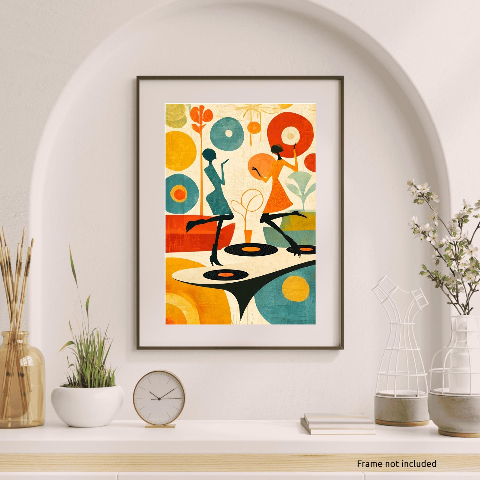 Retro Dance Party Wall Art Print Mid Century Modern Vinyl Record Poster ...