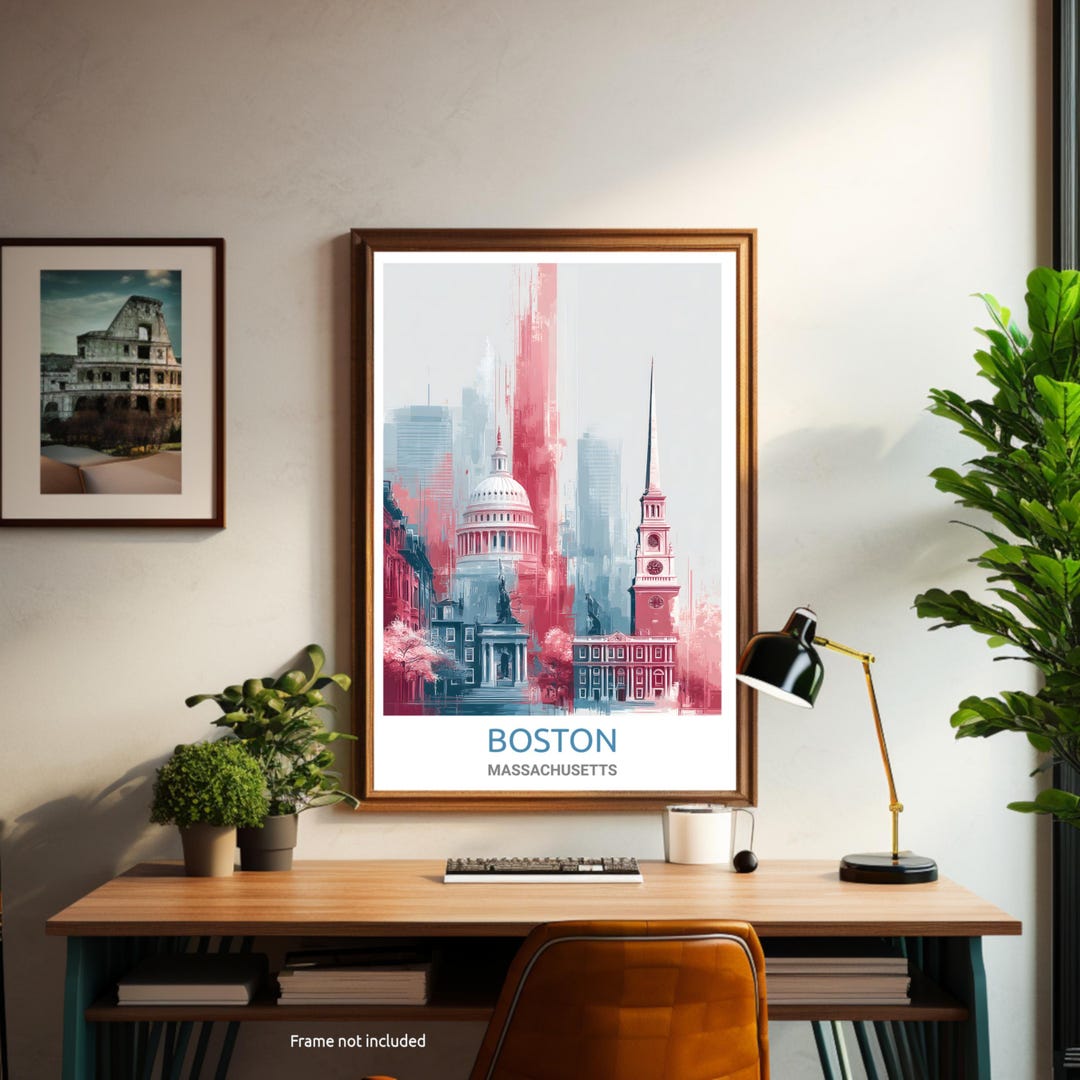 Boston City Travel Poster Wall Art Print - Historic Massachusetts ...