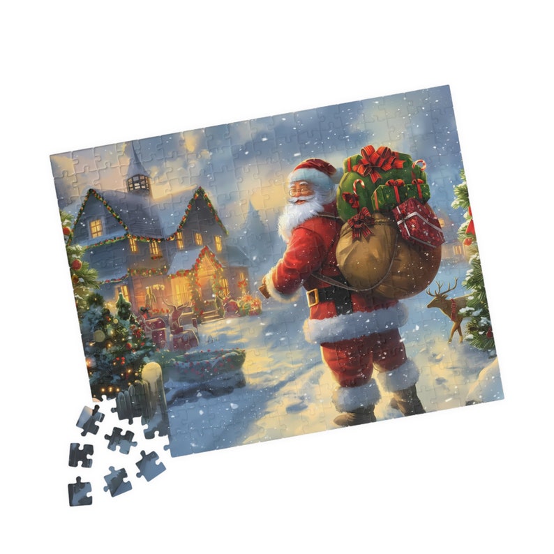 Santa Claus Christmas Puzzle for Adults and Kids, Cozy Winter Holiday ...