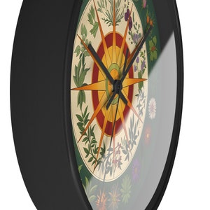 Botanical Sunburst Wall Clock - Vintage Inspired Decorative Clock With ...