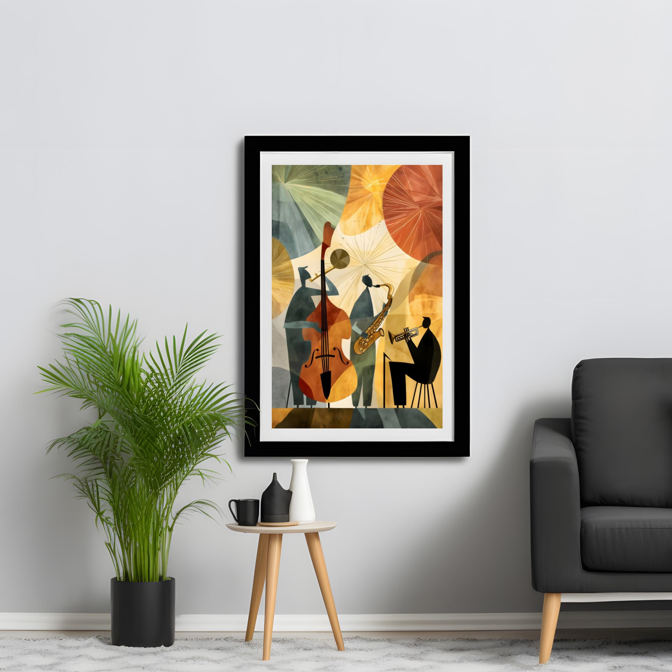 Retro Jazz Band Wall Art Print Mid Century Modern Music Poster Abstract ...