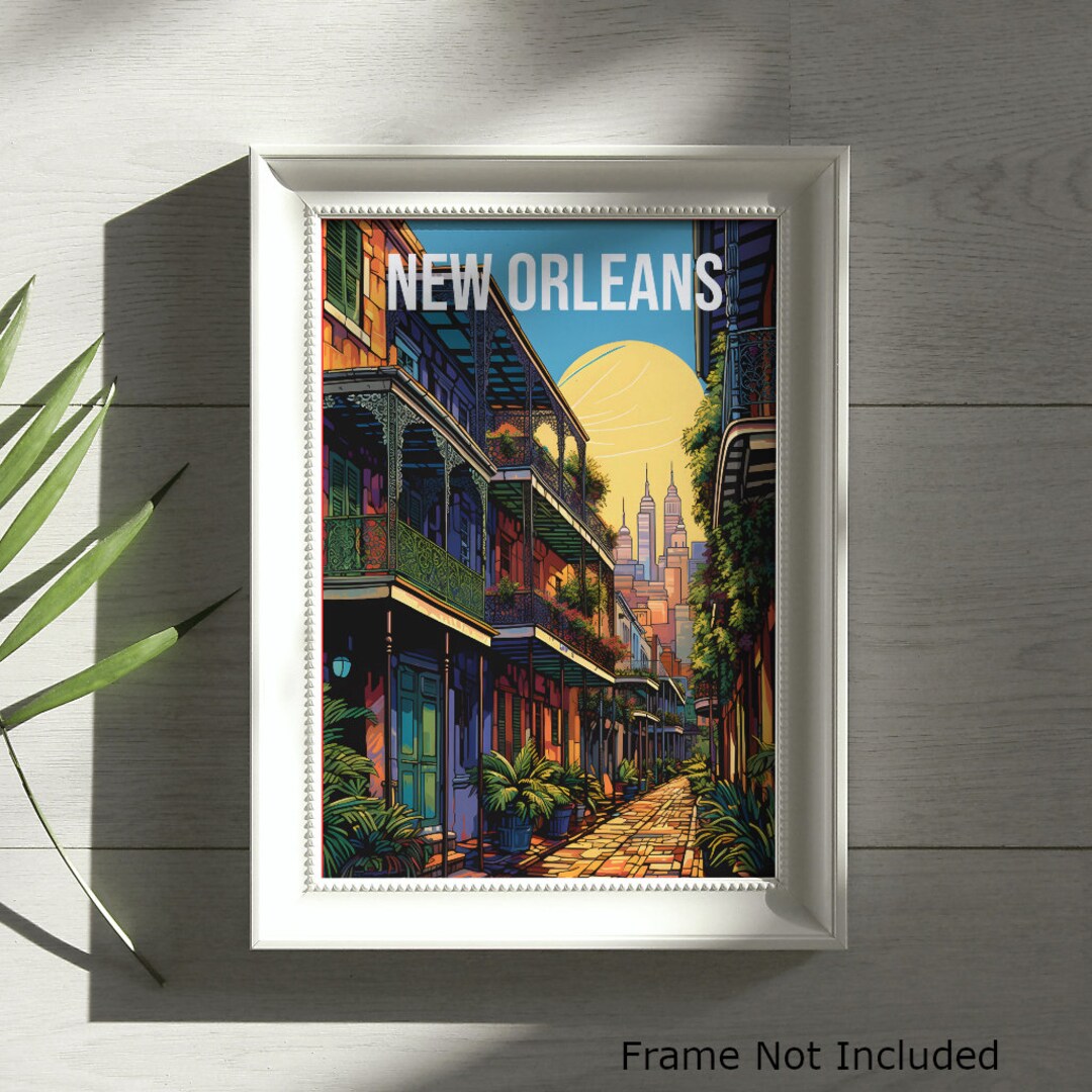 New Orleans Travel Poster Featuring Bourbon Street - Etsy