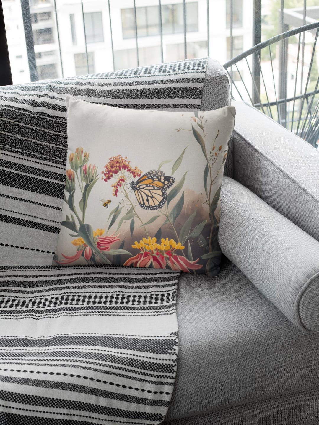 Monarch Butterfly Throw Pillow Cover, Nature-inspired Decorative ...