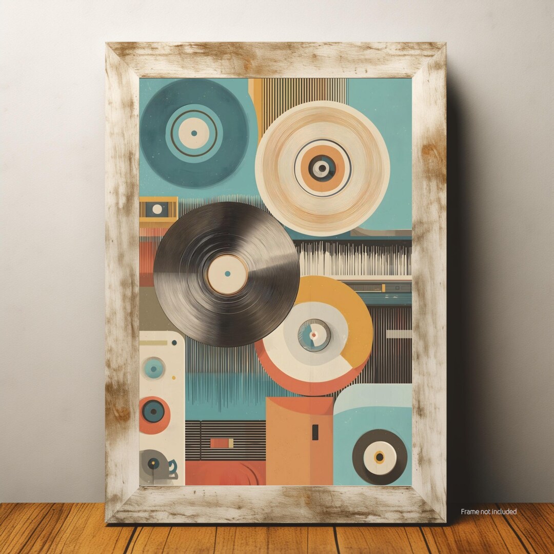 Retro Vinyl Record Wall Art Print Mid Century Modern Music Poster for ...
