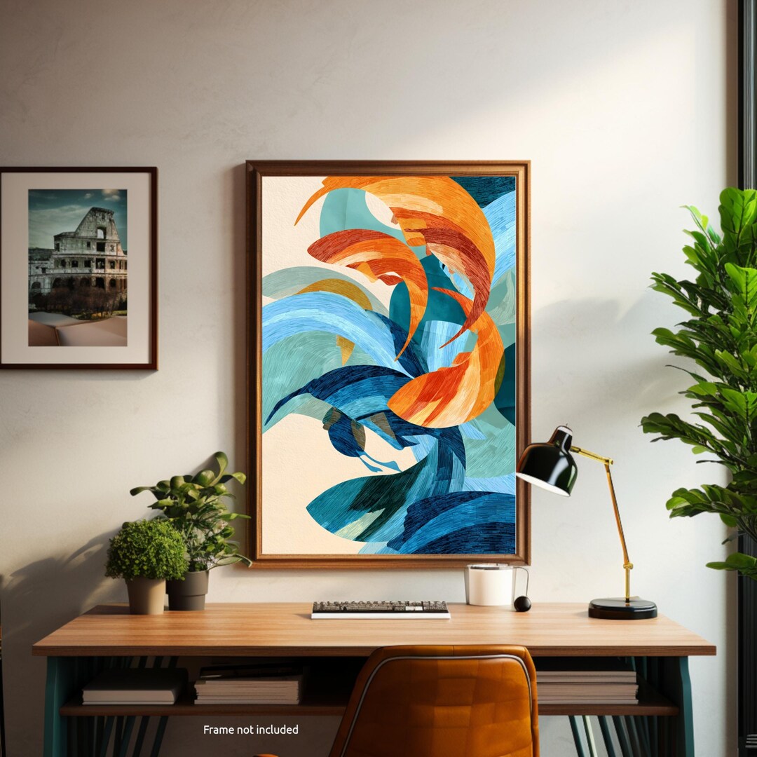 Mid Century Modern Coastal Fish Abstract Art Print - Etsy