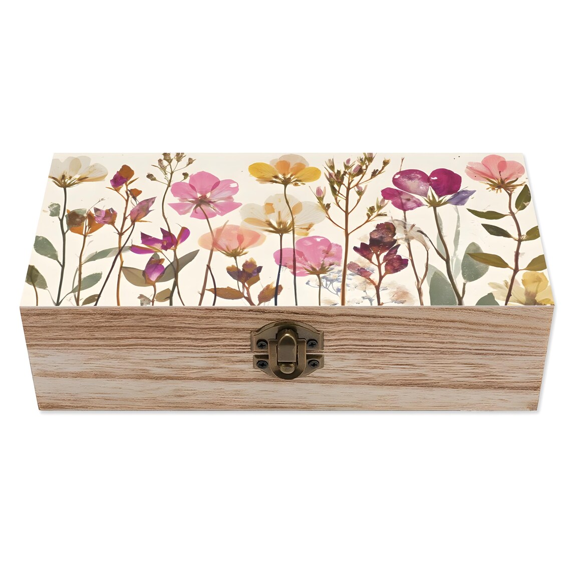 Wildflower Keepsake Box: Floral Wooden Jewelry Storage, Cottagecore ...