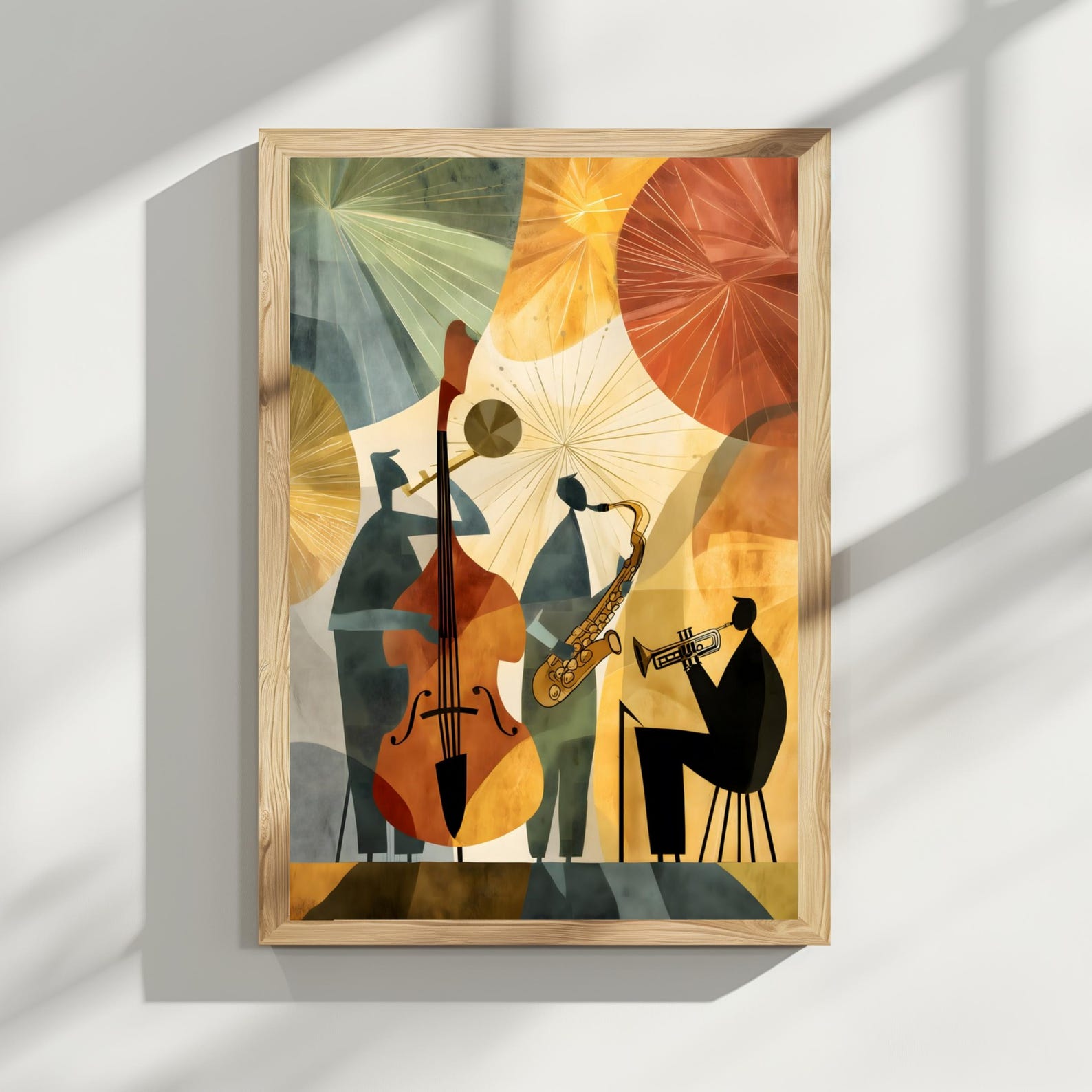 Retro Jazz Band Wall Art Print Mid Century Modern Music Poster Abstract ...