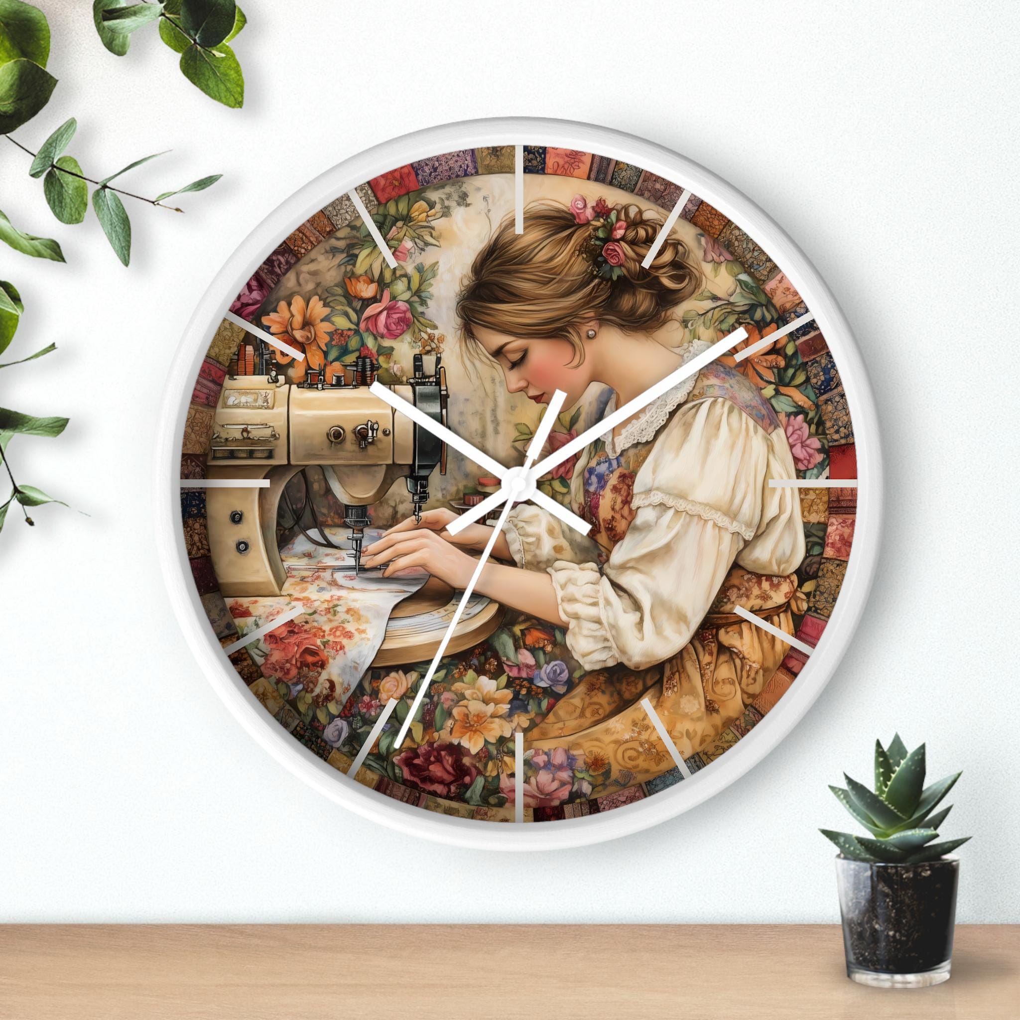 Vintage Sewing Machine Wall Clock for Seamstress Retro Sewing-themed ...