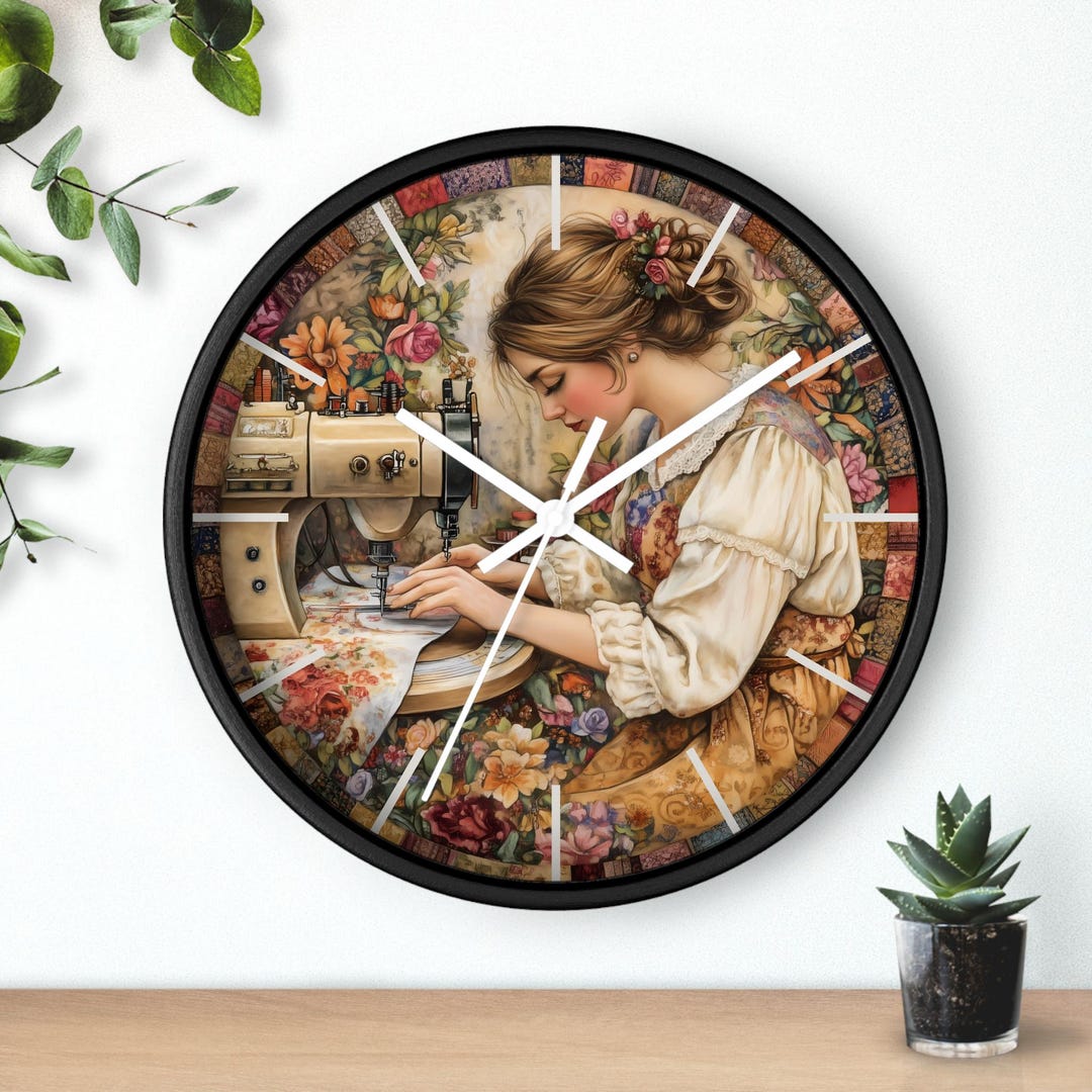 Vintage Sewing Machine Wall Clock for Seamstress - Retro Sewing-themed ...