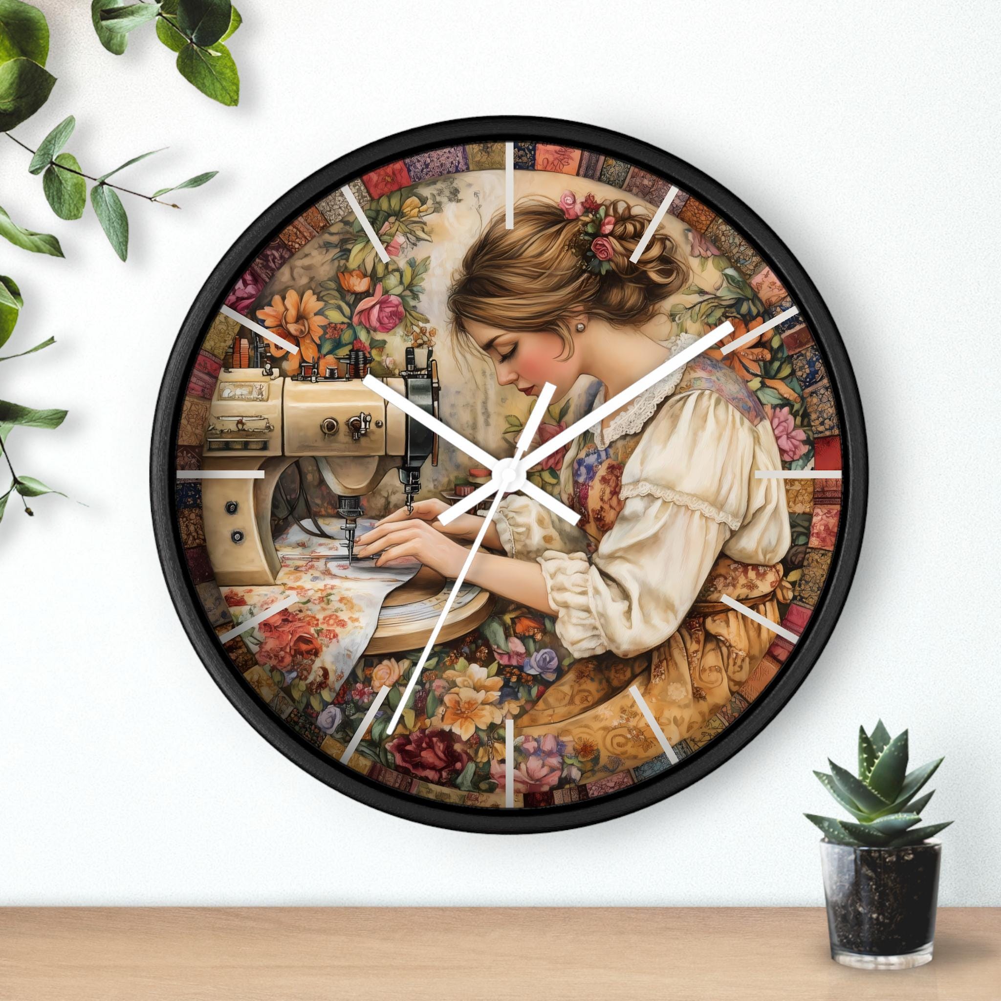 Vintage Sewing Machine Wall Clock for Seamstress Retro Sewing-themed ...