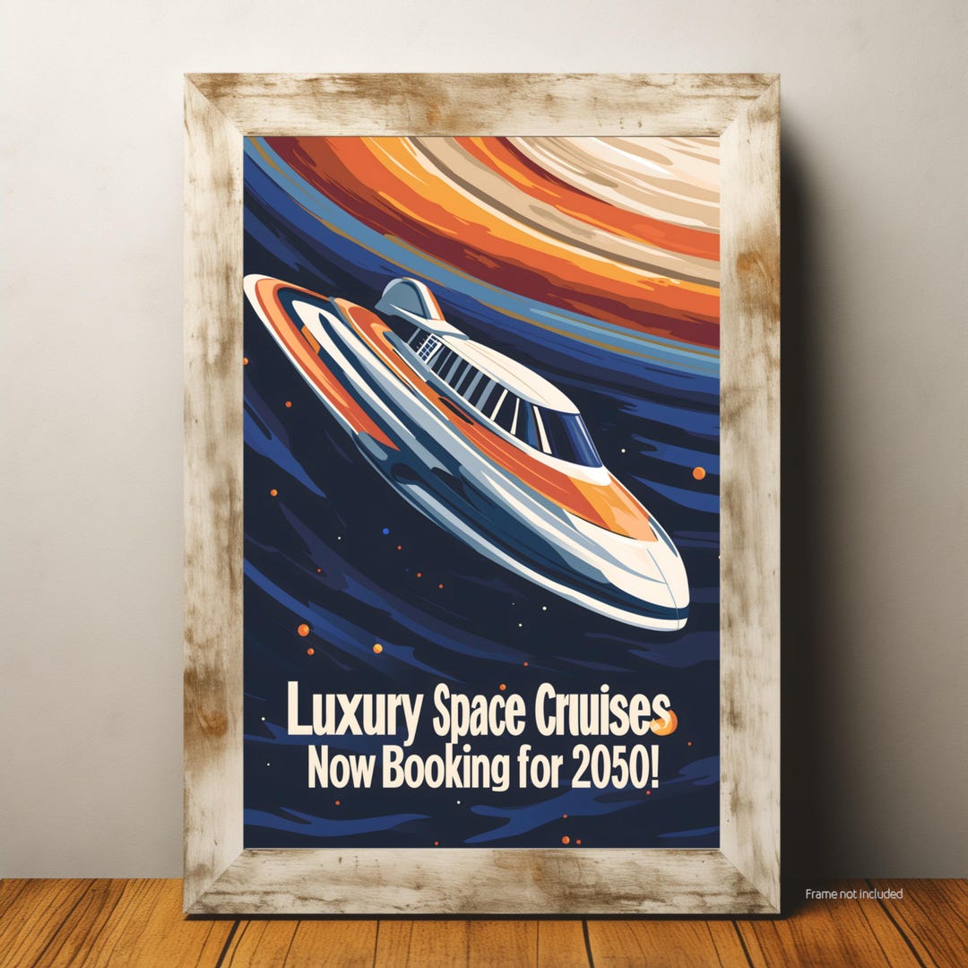 Retro Space Travel Poster, Futuristic Cruise Wall Art, Sci-fi Adventure ...
