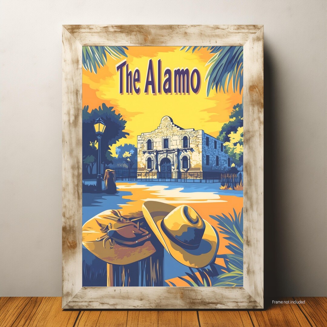 Vintage Alamo Travel Poster Print, San Antonio Texas Wall Art, Western ...