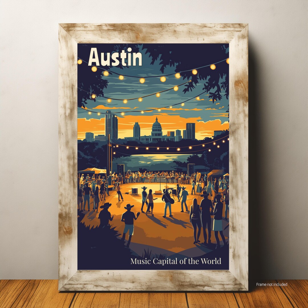 Austin Texas Poster - Vibrant Music Capital of the World Wall Art ...