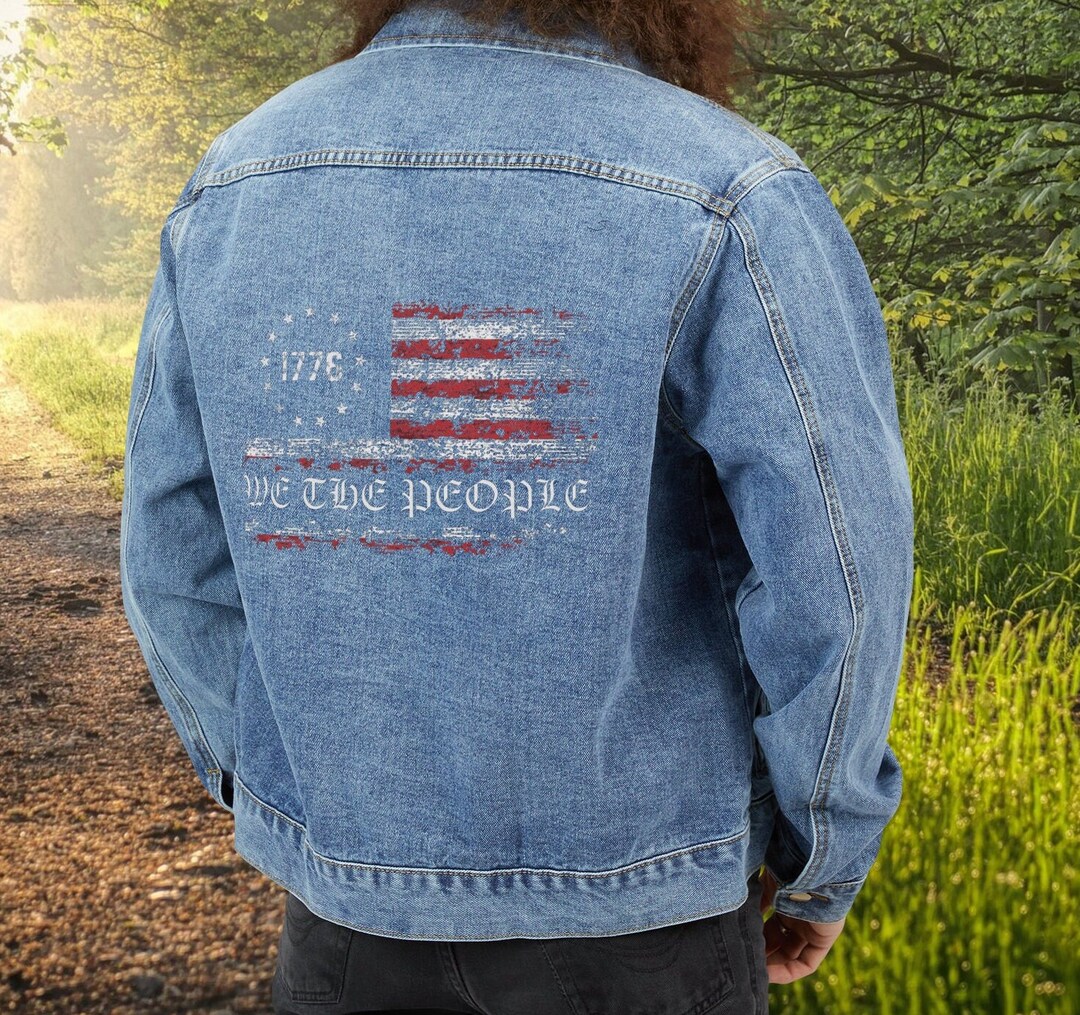 Patriotic Denim Jacket With 1776 American Flag and "we the People ...