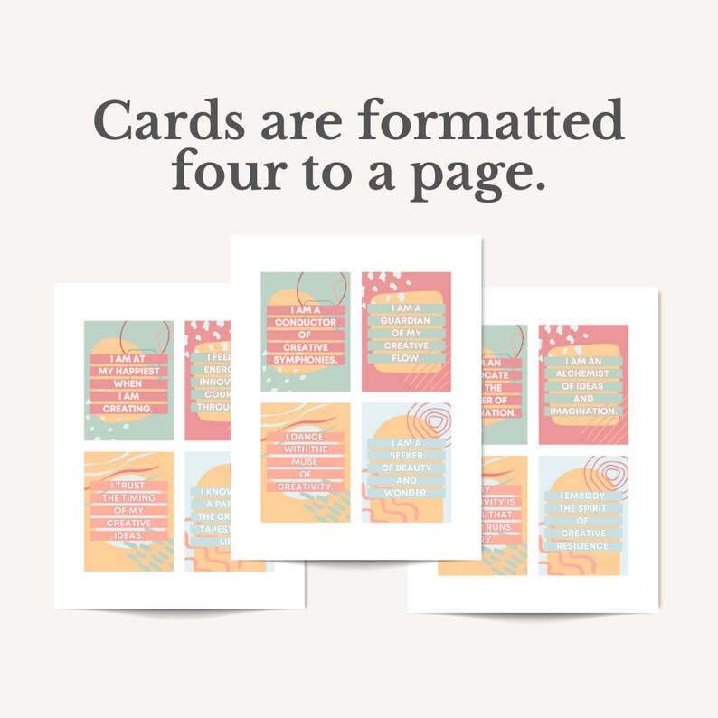 Printable Creativity Affirmation Cards, Creativity Affirmation Cards ...