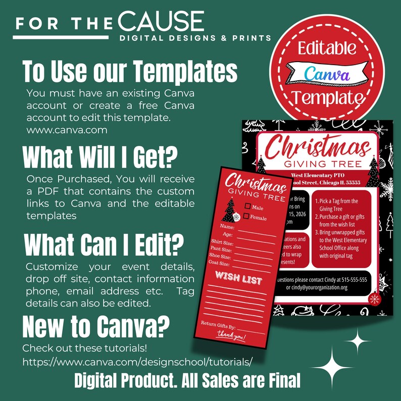 Editable Christmas Holiday Giving Tree Flyer & Gift Tag Set | Holiday ...