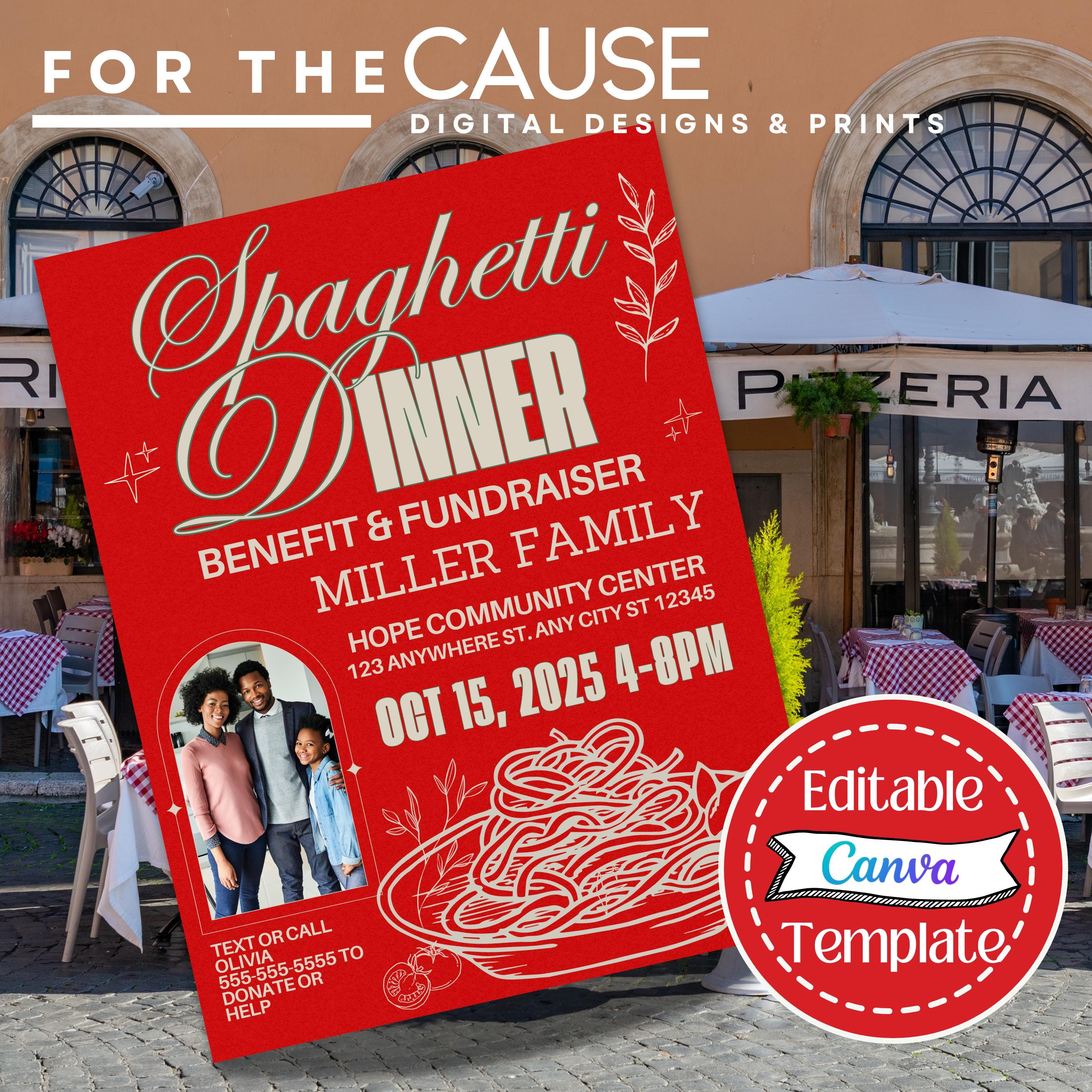 Elegant Spaghetti Dinner Fundraiser Flyer Template | Modern Editable ...