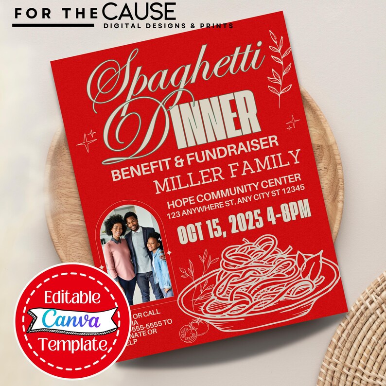 Elegant Spaghetti Dinner Fundraiser Flyer Template | Modern Editable ...