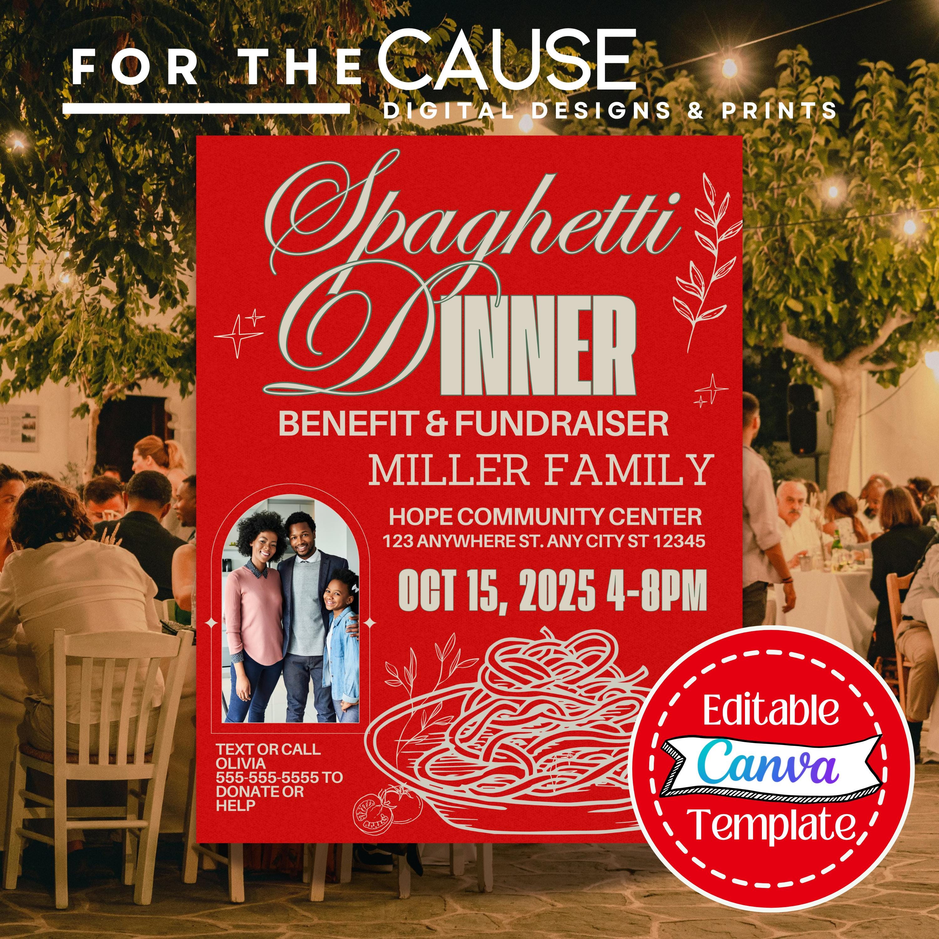 Elegant Spaghetti Dinner Fundraiser Flyer Template | Modern Editable ...